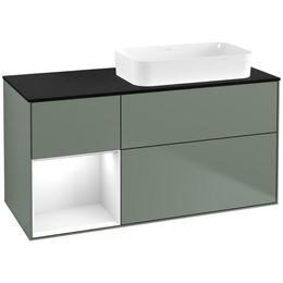 Villeroy & Boch Villeroy und Boch Finion Waschtischunterschrank F682GFGM 120x60,3x50,1cm, Regal links Glossy white lacquer, Olive Matt Lacquer