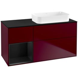 Villeroy & Boch Villeroy und Boch Finion Waschtischunterschrank F682PDHB 120x60,3x50,1cm, Regal links Black matt lacquer, Peony Matt