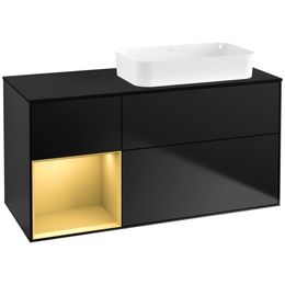 Villeroy & Boch Villeroy und Boch Finion Waschtischunterschrank F682HFPD 120x60,3x50,1cm, Regal links Gold matt, Black matt lacquer