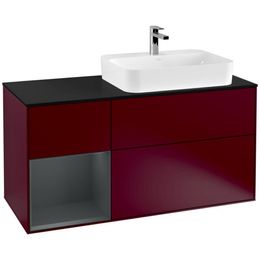 Villeroy & Boch Villeroy und Boch Finion Waschtischunterschrank G392HGHB 120cm, Abdeckplatte black matt, Emotion, Regal links Midnight Blue Matt Lacquer, Peony Matt