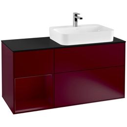 Villeroy & Boch Villeroy und Boch Finion Waschtischunterschrank G392HBHB 120cm, Abdeckplatte black matt, Emotion, Regal links Peony, Peony Matt