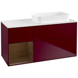 Villeroy & Boch Villeroy und Boch Finion Waschtischunterschrank F681GNHB 120x60,3x50,1cm, Regal links Walnut veneer, Peony Matt