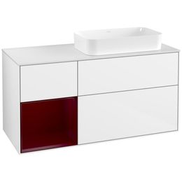 Villeroy & Boch Villeroy und Boch Finion Waschtischunterschrank F681HBGF 120x60,3x50,1cm, Regal links Peony, Glossy white lacquer