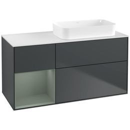 Villeroy & Boch Villeroy und Boch Finion Waschtischunterschrank F681GMHG 120x60,3x50,1cm, Regal links Olive Matt Lacquer, Midnight Blue Matt Lacquer