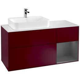 Villeroy & Boch Villeroy und Boch Finion Waschtischunterschrank F401GKHB 120cm, Abdeckplatte white matt, Regal rechts Anthracite matt, Peony Matt