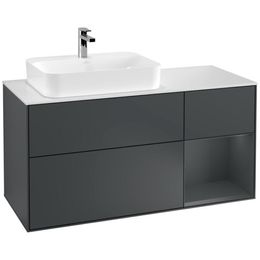 Villeroy & Boch Villeroy und Boch Finion Waschtischunterschrank F401HGHG 120cm, Abdeckplatte white matt, Regal rechts Midnight Blue Matt Lacquer, Midnight Blue Matt Lacquer