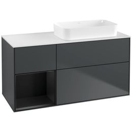 Villeroy & Boch Villeroy und Boch Finion Waschtischunterschrank F681PDHG 120x60,3x50,1cm, Regal links Black matt lacquer, Midnight Blue Matt Lacquer