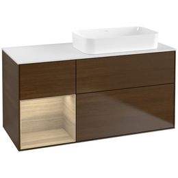 Villeroy & Boch Villeroy und Boch Finion Waschtischunterschrank F681PCGN 120x60,3x50,1cm, Regal links Oak Veneer, Walnut veneer