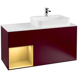Villeroy & Boch Villeroy und Boch Finion Waschtischunterschrank G391HFHB 120cm, Abdeckplatte white matt, Emotion, Regal links Gold matt, Peony Matt