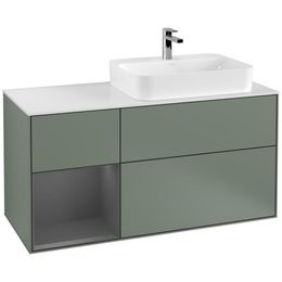 Villeroy & Boch Villeroy und Boch Finion Waschtischunterschrank G391GKGM 120cm, Abdeckplatte white matt, Emotion, Regal links Anthracite matt, Olive Matt Lacquer