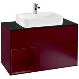 Villeroy & Boch Villeroy und Boch Finion Waschtischunterschrank G362HBHB 100cm, Abdeckplatte black matt, Emotion, Regal links Peony, Peony Matt