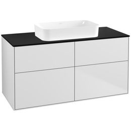 Villeroy & Boch Villeroy und Boch Finion Waschtischunterschrank G67200MT 120x60,3x50,1cm, Glass Black Matt, White matt lacquer
