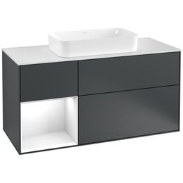 Villeroy & Boch Villeroy und Boch Finion Waschtischunterschrank G291GFHG 120cm, Abdeckplatte white matt, Emotion, Regal links Glossy white lacquer, Midnight Blue Matt Lacquer