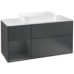 Villeroy & Boch Villeroy und Boch Finion Waschtischunterschrank G291HGHG 120cm, Abdeckplatte white matt, Emotion, Regal links Midnight Blue Matt Lacquer, Midnight Blue Matt Lacquer