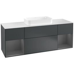 Villeroy & Boch Villeroy und Boch Finion Waschtischunterschrank F331GKHG 160x60,3cm, Abdeckplatte white matt, Regale Anthracite matt lacquer, Midnight Blue Matt Lacquer
