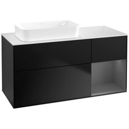 Villeroy & Boch Villeroy und Boch Finion Waschtischunterschrank F691GKPD 120x60,3x50,1cm, Regal rechts Anthracite matt, Black matt lacquer