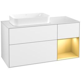 Villeroy & Boch Villeroy und Boch Finion Waschtischunterschrank F691HFGF 120x60,3x50,1cm, Regal rechts Gold matt, Glossy white lacquer