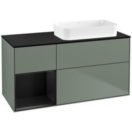 Villeroy & Boch Villeroy und Boch Finion Waschtischunterschrank G682PDGM 120x60,3x50,1cm, Regal links Black matt lacquer, Olive Matt Lacquer