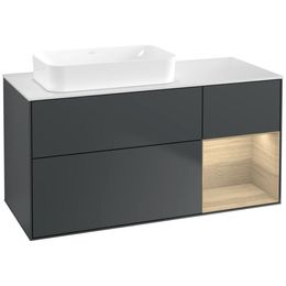 Villeroy & Boch Villeroy und Boch Finion Waschtischunterschrank F691PCHG 120x60,3x50,1cm, Regal rechts Oak Veneer, Midnight Blue Matt Lacquer