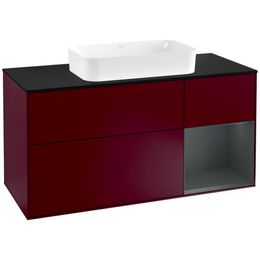 Villeroy & Boch Villeroy und Boch Finion Waschtischunterschrank G302HGHB 120cm, Abdeckplatte black matt, Emotion, Regal rechts Midnight Blue Matt Lacquer, Peony Matt
