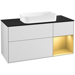 Villeroy & Boch Villeroy und Boch Finion Waschtischunterschrank F302HFMT 120cm, Abdeckplatte black matt, Regal rechts Gold matt, White matt lacquer