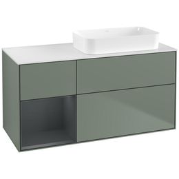 Villeroy & Boch Villeroy und Boch Finion Waschtischunterschrank G681HGGM 120x60,3x50,1cm, Regal links Midnight Blue Matt Lacquer, Olive Matt Lacquer