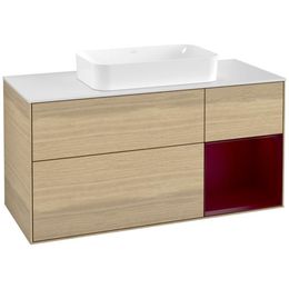 Villeroy & Boch Villeroy und Boch Finion Waschtischunterschrank G301HBPC 120cm, Abdeckplatte white matt, Emotion, Regal rechts Peony, Oak Veneer