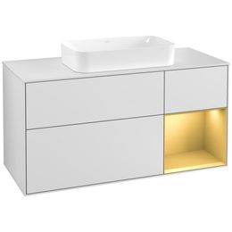 Villeroy & Boch Villeroy und Boch Finion Waschtischunterschrank G301HFMT 120cm, Abdeckplatte white matt, Emotion, Regal rechts Gold matt, White matt lacquer