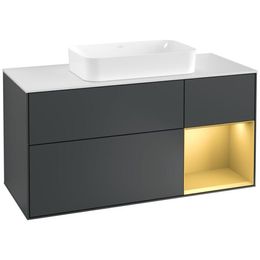 Villeroy & Boch Villeroy und Boch Finion Waschtischunterschrank G301HFHG 120cm, Abdeckplatte white matt, Emotion, Regal rechts Gold matt, Midnight Blue Matt Lacquer