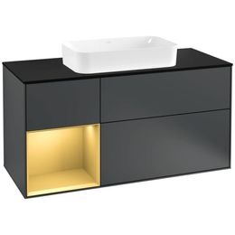 Villeroy & Boch Villeroy und Boch Finion Waschtischunterschrank G292HFHG 120cm, Abdeckplatte black matt, Emotion, Regal links Gold matt, Midnight Blue Matt Lacquer