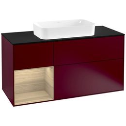 Villeroy & Boch Villeroy und Boch Finion Waschtischunterschrank G292PCHB 120cm, Abdeckplatte black matt, Emotion, Regal links Oak Veneer, Peony Matt
