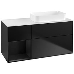Villeroy & Boch Villeroy und Boch Finion Waschtischunterschrank G681PDPD 120x60,3x50,1cm, Regal links Black matt lacquer, Black matt lacquer