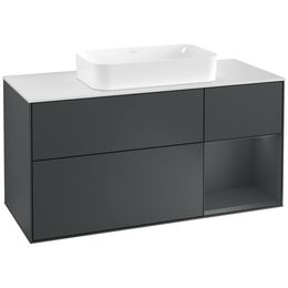 Villeroy & Boch Villeroy und Boch Finion Waschtischunterschrank F301HGHG 120cm, Abdeckplatte white matt, Regal rechts Midnight Blue Matt Lacquer, Midnight Blue Matt Lacquer