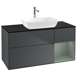 Villeroy & Boch Villeroy und Boch Finion Waschtischunterschrank G832GMHG 120cm, Abdeckplatte black matt, Emotion, Regale Olive matt lacquer, Midnight Blue Matt Lacquer