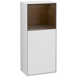 Villeroy & Boch Villeroy und Boch Finion Seitenschrank G500GNMT 41,8x93,6cm, links, Emotion, Regal oben Walnut veneer, White matt lacquer