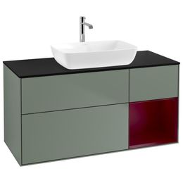 Villeroy & Boch Villeroy und Boch Finion Waschtischunterschrank G832HBGM 120cm, Abdeckplatte black matt, Emotion, Regale Peony matt lacquer, Olive Matt Lacquer