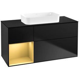 Villeroy & Boch Villeroy und Boch Finion Waschtischunterschrank G702HFPD 120x60,3x50,1cm, Regal rechts Gold matt, Black matt lacquer