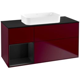 Villeroy & Boch Villeroy und Boch Finion Waschtischunterschrank G702PDHB 120x60,3x50,1cm, Regal rechts Black matt lacquer, Peony Matt