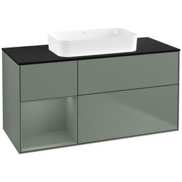 Villeroy & Boch Villeroy und Boch Finion Waschtischunterschrank G702GMGM 120x60,3x50,1cm, Regal rechts Olive Matt Lacquer, Olive Matt Lacquer