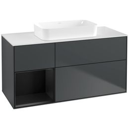 Villeroy & Boch Villeroy und Boch Finion Waschtischunterschrank G701PDHG 120x60,3x50,1cm, Regal rechts Black matt lacquer, Midnight Blue Matt Lacquer