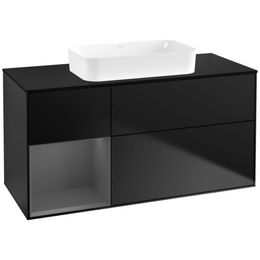 Villeroy & Boch Villeroy und Boch Finion Waschtischunterschrank F702GKPD 120x60,3x50,1cm, Regal links Anthracite matt, Black matt lacquer