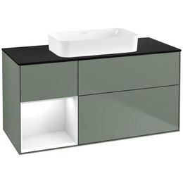 Villeroy & Boch Villeroy und Boch Finion Waschtischunterschrank F702GFGM 120x60,3x50,1cm, Regal links Glossy white lacquer, Olive Matt Lacquer