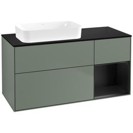 Villeroy & Boch Villeroy und Boch Finion Waschtischunterschrank G692PDGM 120x60,3x50,1cm, Regal rechts Black matt lacquer, Olive Matt Lacquer