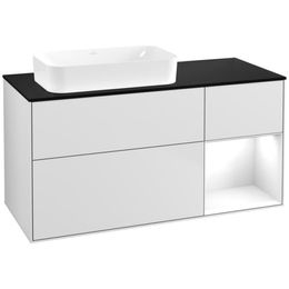 Villeroy & Boch Villeroy und Boch Finion Waschtischunterschrank G692GFMT 120x60,3x50,1cm, Regal rechts Glossy white lacquer, White matt lacquer