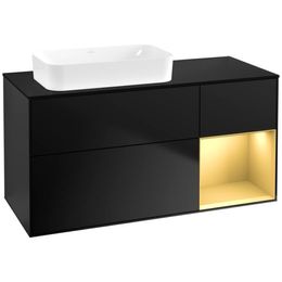 Villeroy & Boch Villeroy und Boch Finion Waschtischunterschrank G692HFPD 120x60,3x50,1cm, Regal rechts Gold matt, Black matt lacquer