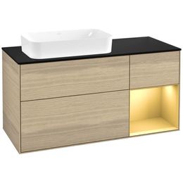 Villeroy & Boch Villeroy und Boch Finion Waschtischunterschrank G692HFPC 120x60,3x50,1cm, Regal rechts Gold matt, Oak Veneer