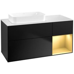 Villeroy & Boch Villeroy und Boch Finion Waschtischunterschrank G691HFPD 120x60,3x50,1cm, Regal rechts Gold matt, Black matt lacquer