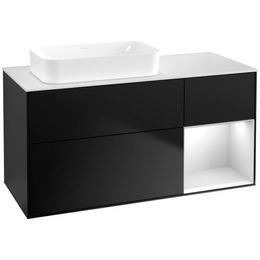 Villeroy & Boch Villeroy und Boch Finion Waschtischunterschrank G691MTPD 120x60,3x50,1cm, Regal rechts White matt lacquer, Black matt lacquer