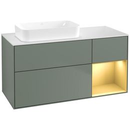 Villeroy & Boch Villeroy und Boch Finion Waschtischunterschrank G691HFGM 120x60,3x50,1cm, Regal rechts Gold matt, Olive Matt Lacquer