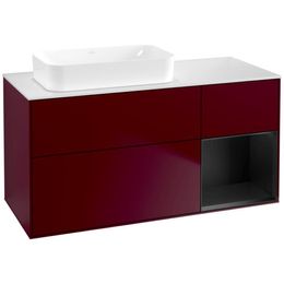 Villeroy & Boch Villeroy und Boch Finion Waschtischunterschrank G691PDHB 120x60,3x50,1cm, Regal rechts Black matt lacquer, Peony Matt